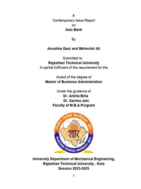 Axis Bank Project Report 2 Pdf Financial Services Business