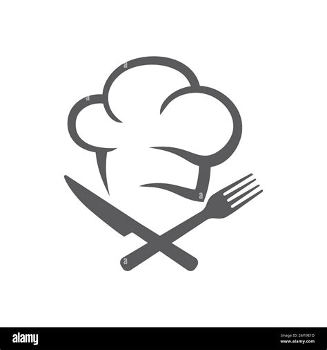 Restaurant Logo Food Symbol With Chef Cap Crossed Kitchen Knife And