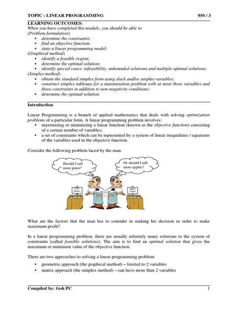 Linear Programming Module Pdf Mathematical Optimization Linear