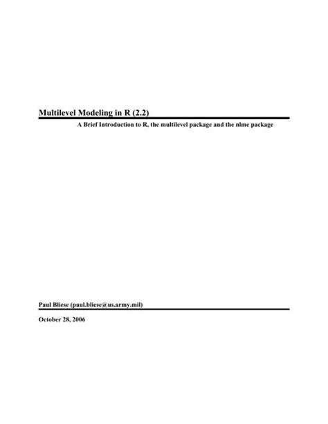 Multilevel Modeling In R 22