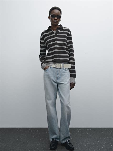 Striped Cotton Knit Polo Sweater · Brown · T Shirts And Polo Shirts
