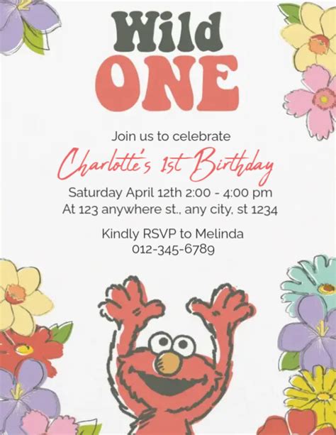 Elmo First Birthday Invitations Template