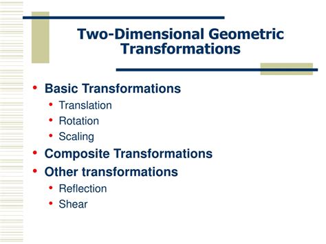 Ppt Two Dimensional Geometric Transformations Powerpoint Presentation
