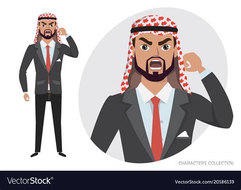 Evil Arab Businessman Character Threatens Vector Image