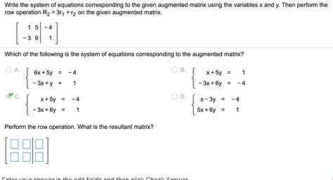 Solved Write The System Of Equations Corresponding To The