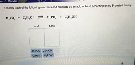 solved classify each of the following reactants and products
