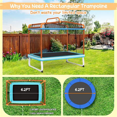 Feet Rectangle Trampoline With Swing Horizontal Bar And Safety Net