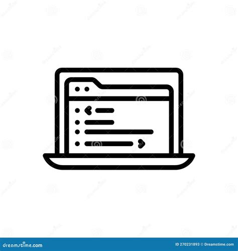 Black Line Icon For Code Coding And Browser Stock Vector