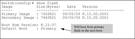 Viewing Which Software Version Is In Each Flash Image