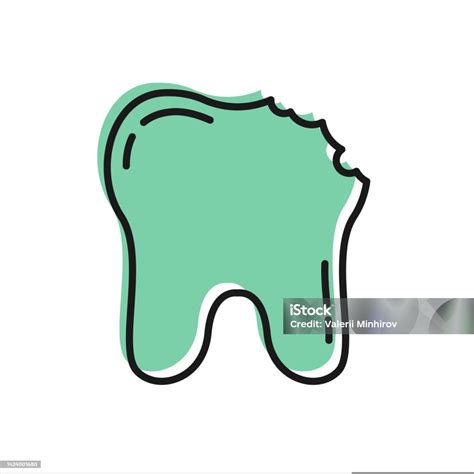 黒い線 白い背景に分離壊れた歯のアイコン歯科問題アイコン歯科治療のシンボルベクトル ひびが入ったのベクターアート素材や画像を多数ご用意