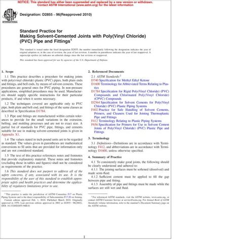 Astm D2855—96 2010 Standard Practice For Making Solvent Cemented