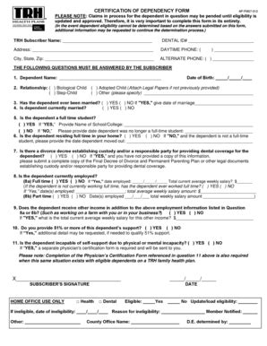Fillable Online Certification Of Dependency Form Fax Email Print PdfFiller