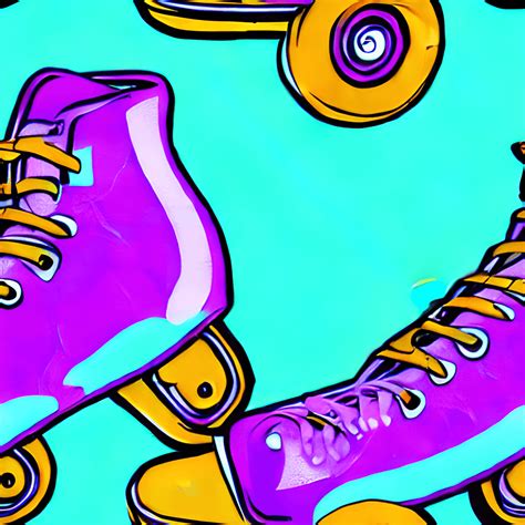 90s Roller Skates Neon Illustration Purple Creative Fabrica