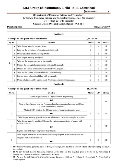 oosd ct 1 imp questions kiet group of institutions delhi ncr