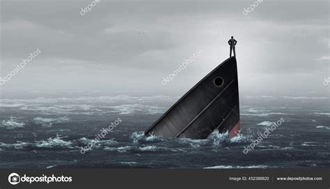 Sinking Ship Metaphor Failing Business Despair Concept Stranded