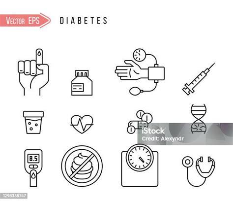 糖尿病健康圖示設置向量圖形及更多糖尿病圖片 糖尿病 圖示 健保和醫療 Istock