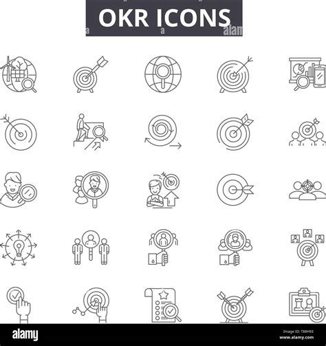 Okr Line Icons Signs Vector Set Linear Concept Outline Illustration Stock Vector Image Art