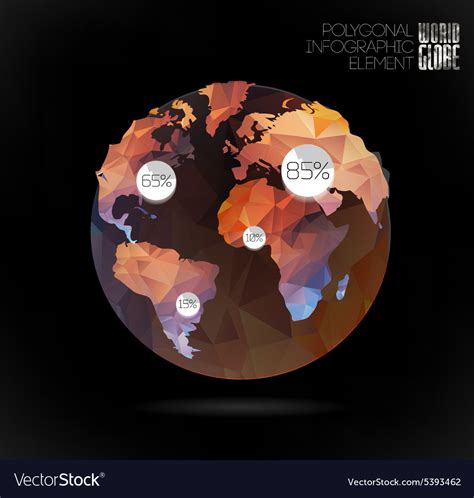 World Globe Triangular Map Of The Earth Royalty Free Vector