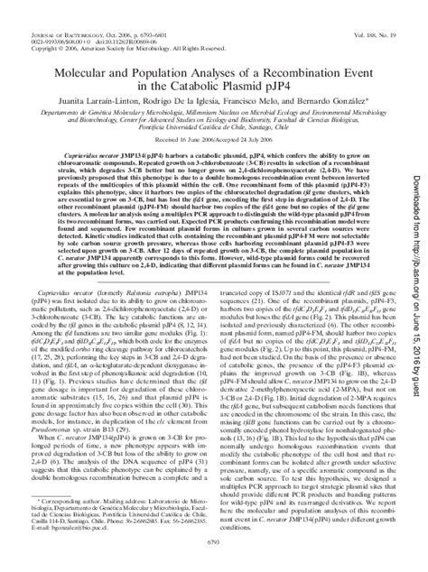 Pdf Molecular And Population Analyses Of A Recombination Event In The