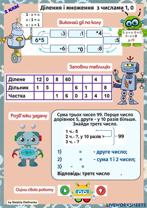 Ділення і множення з числами 1 0 Worksheet