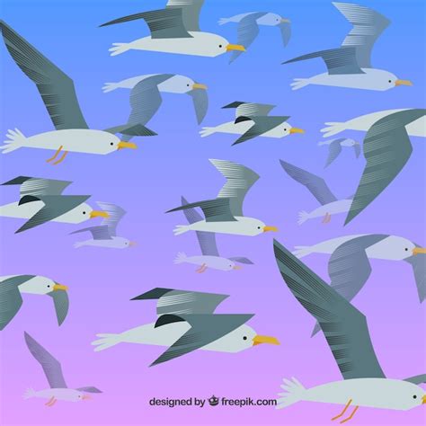 갈매기 비행 배경 무료 벡터