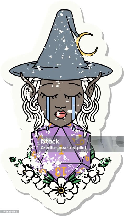 레트로 문신 스타일 우는 엘프 마녀 자연 하나 D20 롤 굴리기에 대한 스톡 벡터 아트 및 기타 이미지 굴리기 꼬마 요정 마녀 Istock