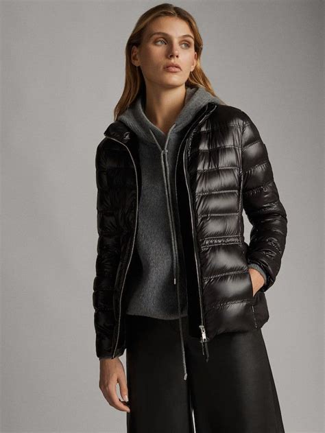 Black Quilted Down Jacket Women Massimo Dutti Chaquetas