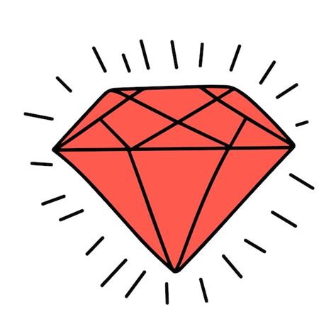 Contorno De Color Diamante Doodle Aislado Brillante Con Arte Vectorial