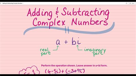 Adding And Subtracting Complex Numbers Youtube