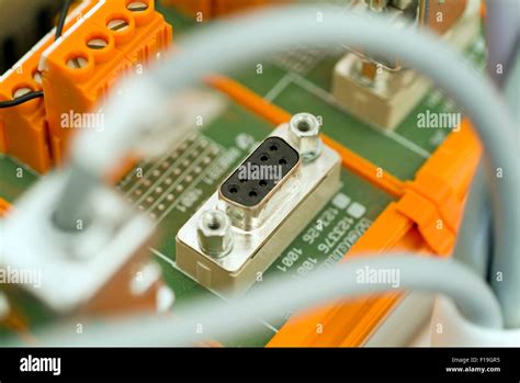 Panel With Connectors Cables And Modules Stock Photo Alamy