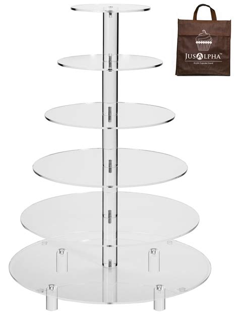 Jusalpha® Large 6 Tier Acrylic Cake Stand Cupcake Stand Dessert Stand