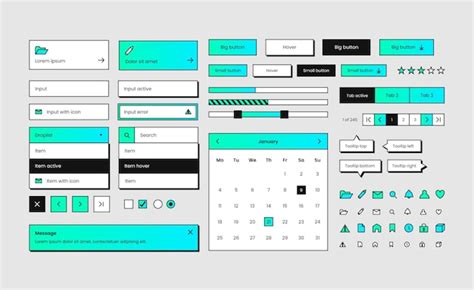 Premium Vector Linear Flat Ui Ux Elements Set
