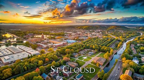 Stunning Aerial View Of St Cloud Minnesota Detailed City Map Overlay