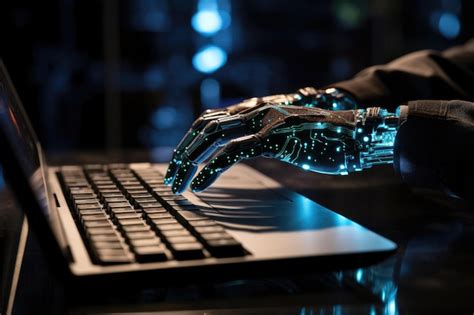 Premium Ai Image Artificial Intelligence Robot Hand Typing A Keyboard