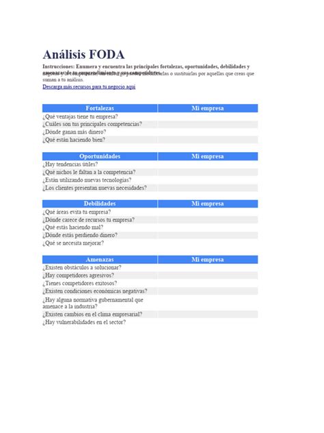 Plantilla De Analisis Foda Autoguardado Pdf Business Análisis Foda