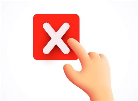 Main 3d Appuyant Sur Le Bouton Non Mauvaise Réponse Vecteur Premium