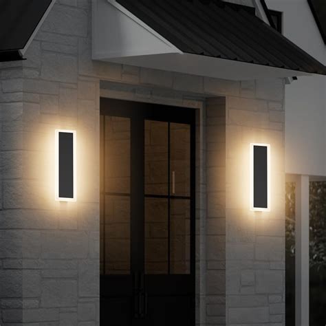 Coinmit 2 Pack 118in Modern Outdoor Wall Light 3000k Black Led Exterior Wall Sconces Ip65
