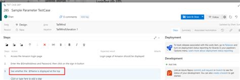 Inserting A Parameter In The Testcase In Azure TestPlans AzureDevOps