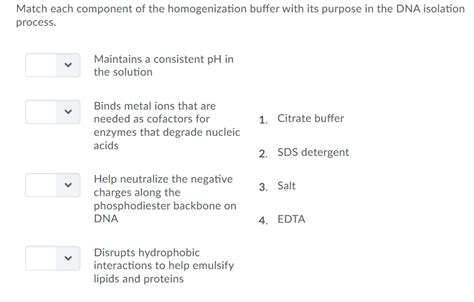 Solved Match Each Component Of The Homogenization Buffer