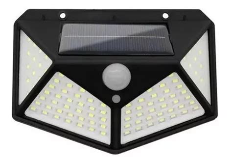 Luminária Parede Solar 100 Leds Bateria Luz Balizador Jardim Parcelamento sem juros