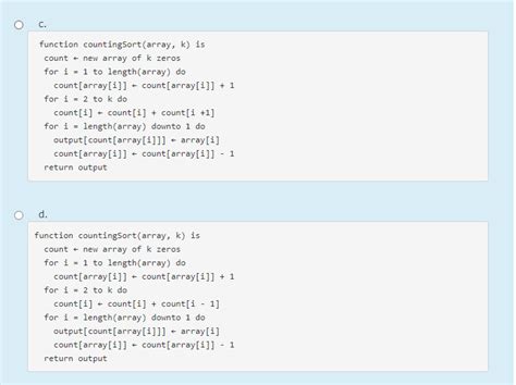 Solved On 19 Which Of The Following Is Count Sort Ed Select