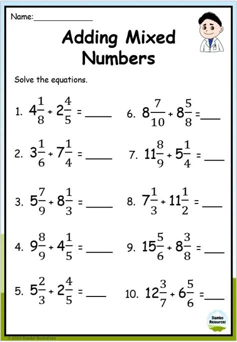 Grade 6 Fraction Worksheets Free Printables Math Worksheets