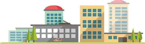 卡通房子 建筑 扁平工厂 楼房png