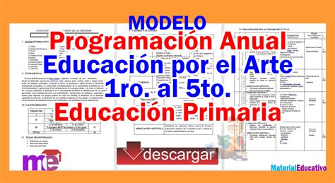 Programacion Anual Educacion Por El Arte 1ro Al 5to Grado Educación
