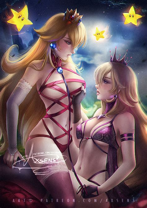 Dark Rosalina X Princess Peach By Axsens Hentai Foundry