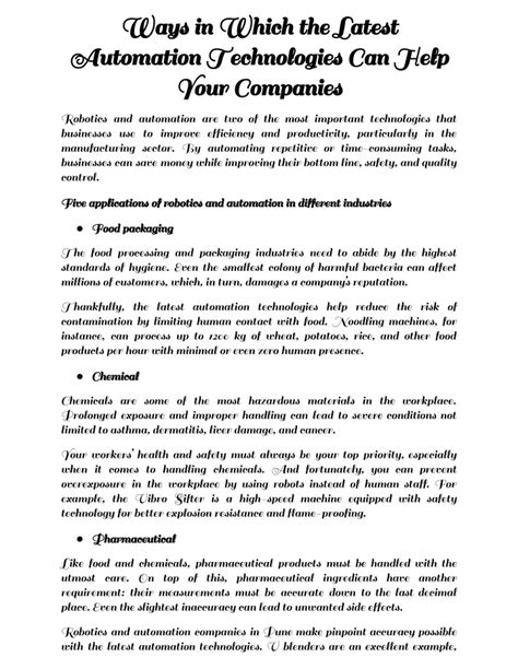 Ppt Ways In Which The Latest Automation Technologies Can Help Your Companies Powerpoint
