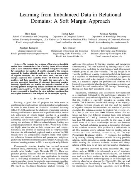 Pdf Learning From Imbalanced Data In Relational Domains A Soft Margin Approach