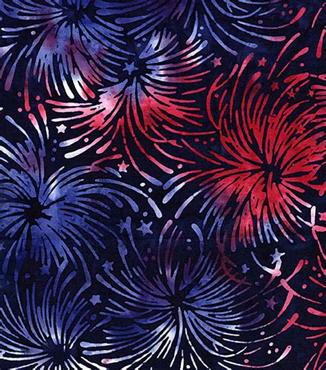 Red And Blue Fireworks Patriotic Batik Cotton Fabric Joann