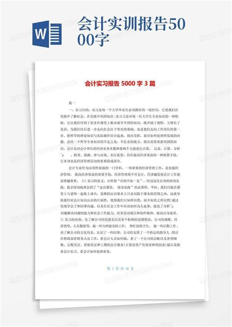 会计实习报告5000字3篇Word模板下载 编号ljnmpryy 熊猫办公
