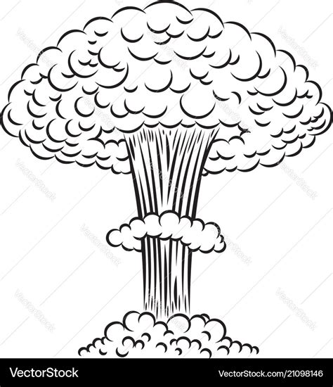 Comic Style Nuclear Explosion On White Background Vector Image
